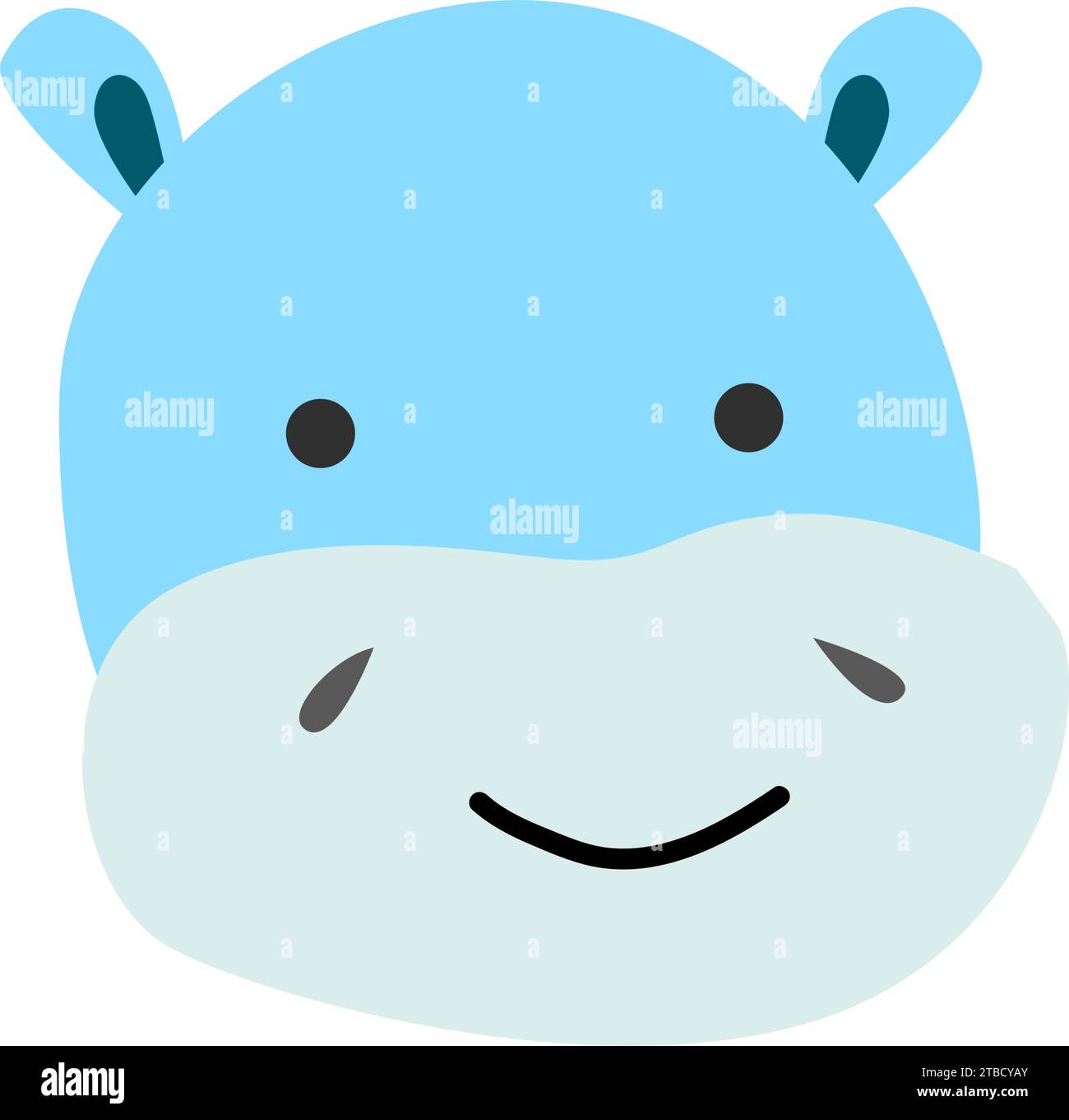 cute hippo portrait, animal head with face in blue Stock Vector Image ...