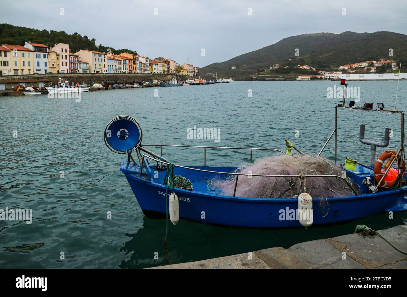 Small fishing boat in the harbour of Port-Vendres in the region ...