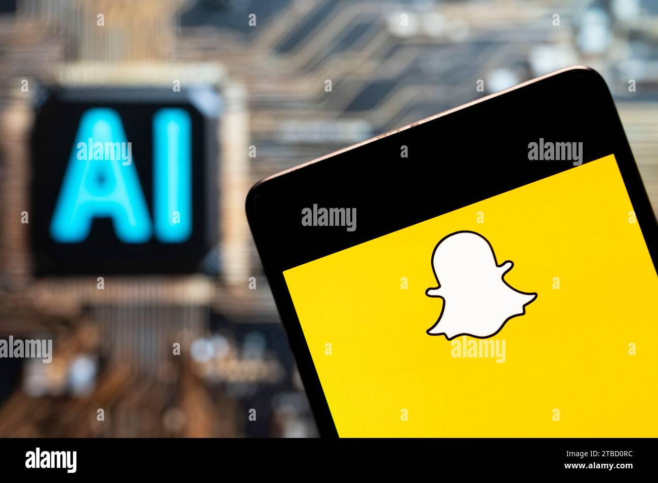 In this photo illustration, the multimedia messaging SnapChat logo seen ...