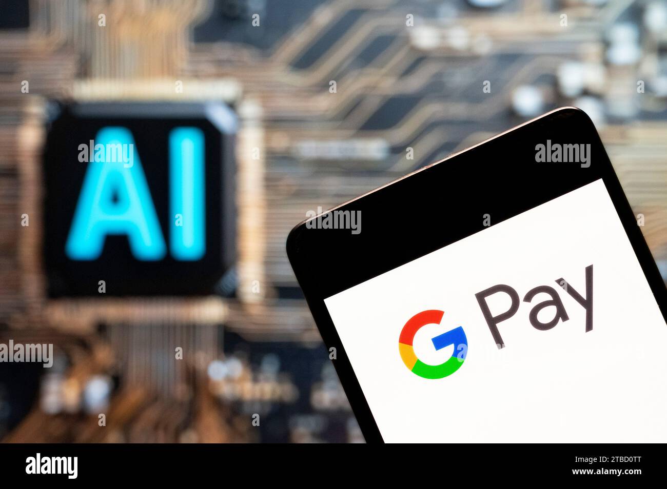 In this photo illustration, the American online payment platform owned by Google, Google Pay ...