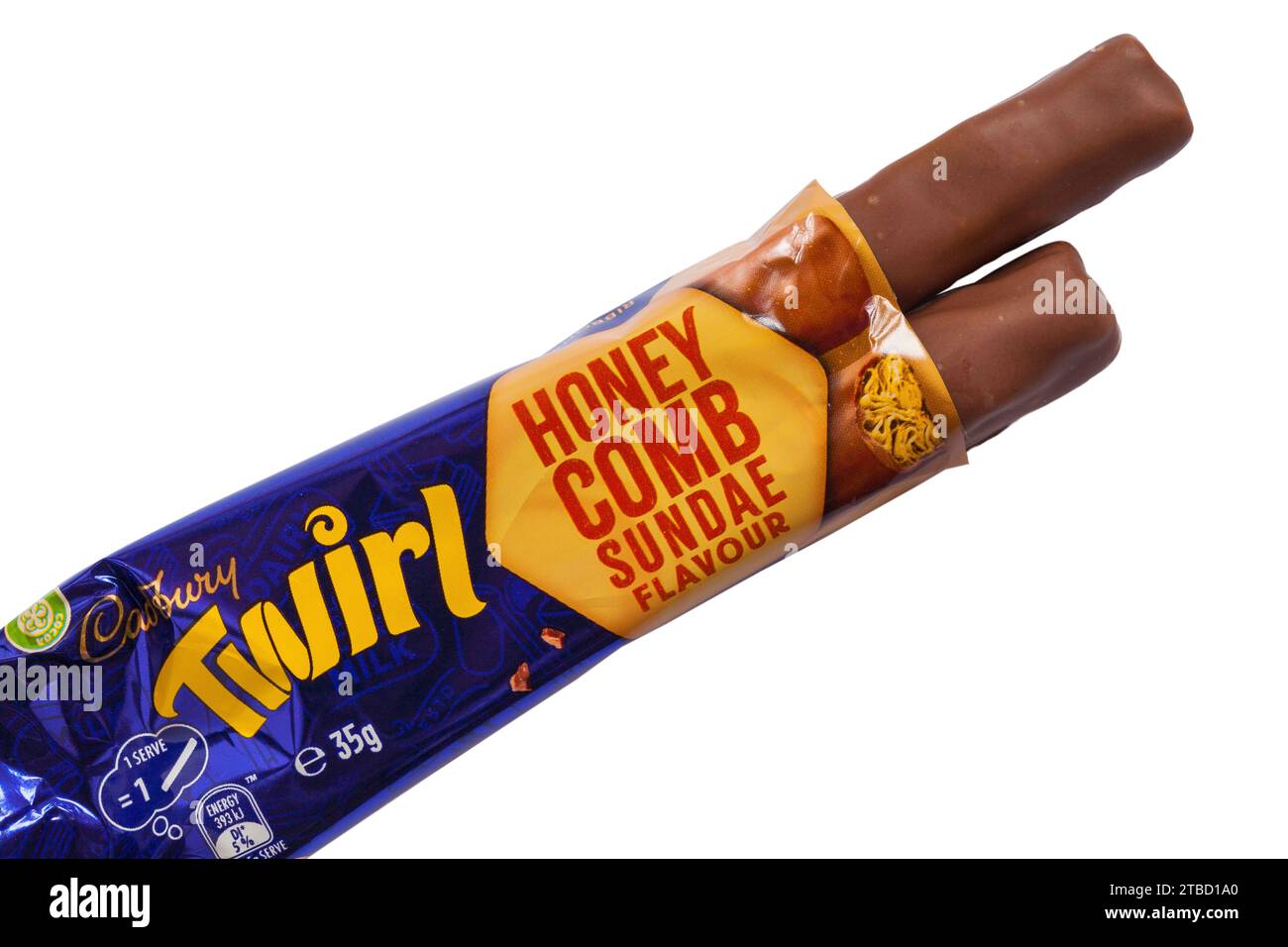 Cadbury Twirl chocolate honeycomb sundae flavour opened to show ...
