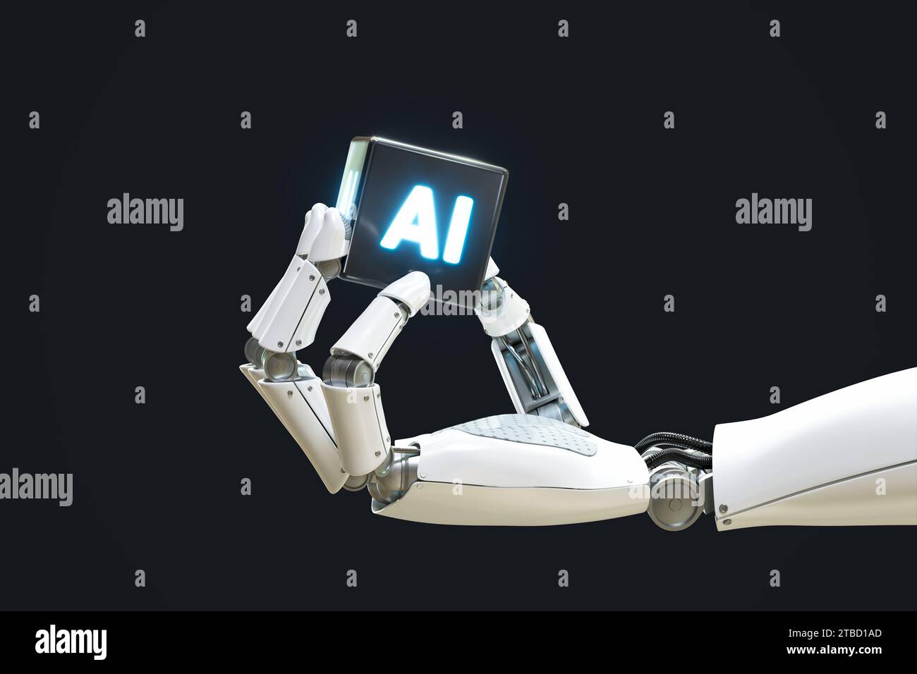 Artificial Intelligence Concept: Robotic Hand Clutching AI Text Placard ...