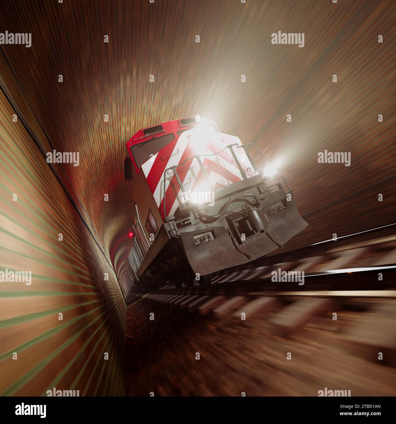 Vibrant Red Express Train Captured in Stunning Motion Blur on Tracks ...