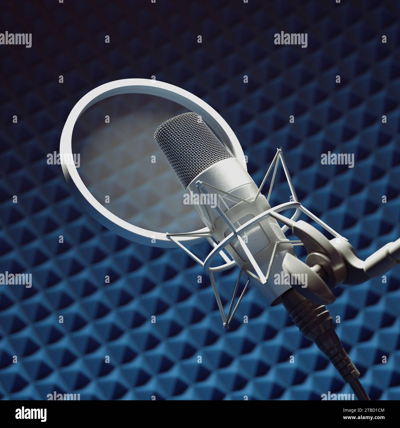 High-Quality Studio Recording Microphone Against Acoustic Foam Backdrop ...