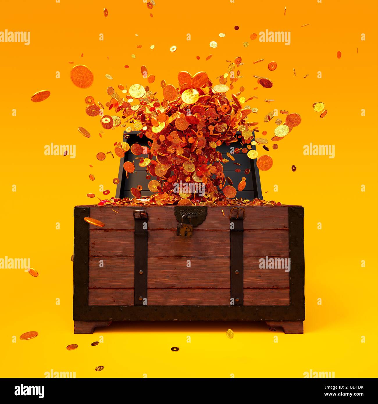 Abundant Treasure: Opulent Chest Filled with Gold Coins and Fall Leaves ...