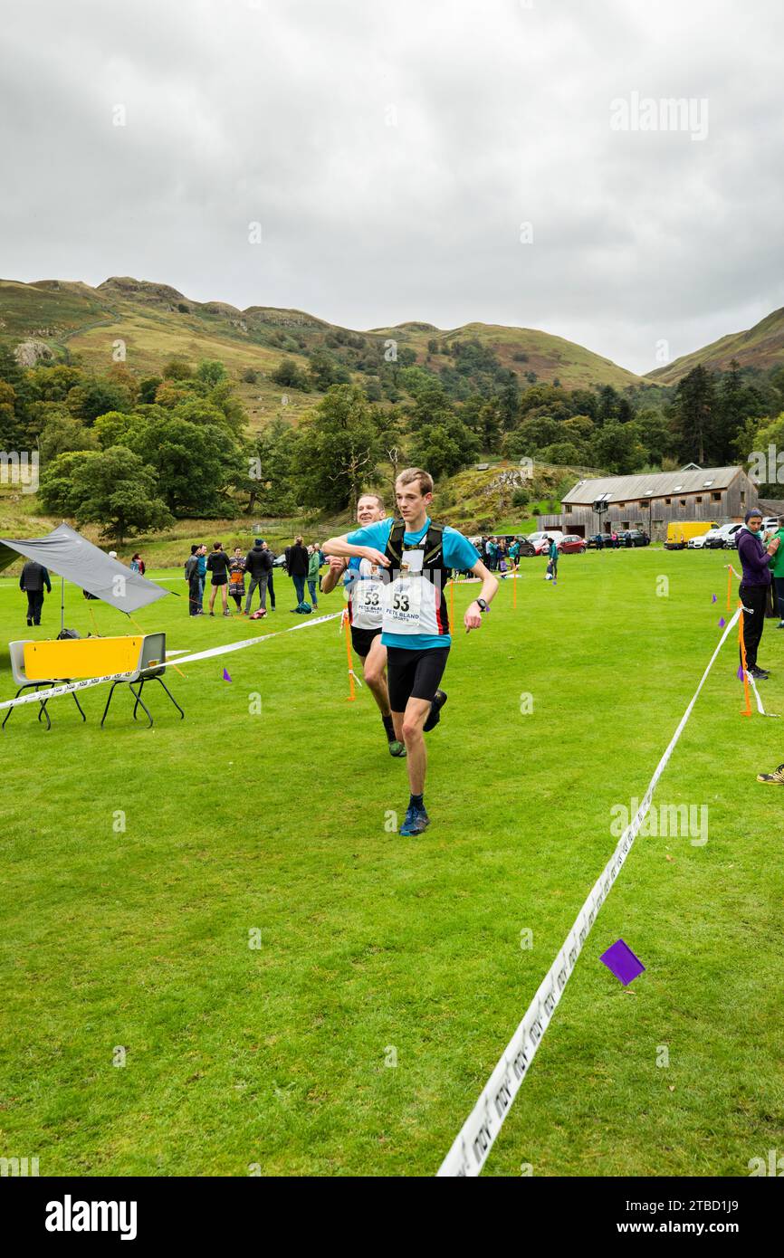 Runners finishing the Patterdale Fell Race, Lake District, Cumbria ...