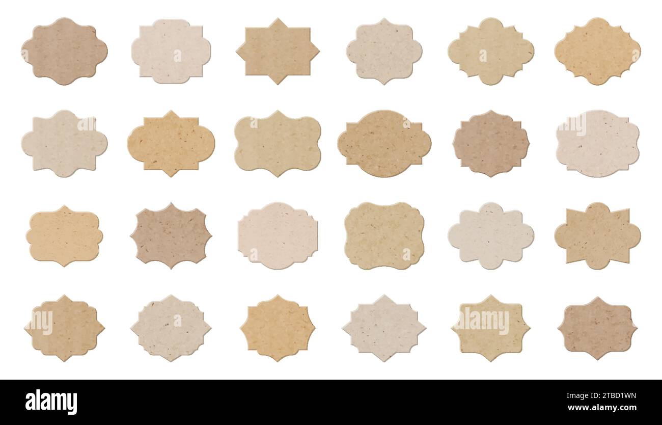 Vintage cardboard label set. Blank frames with paper grunge texture ...