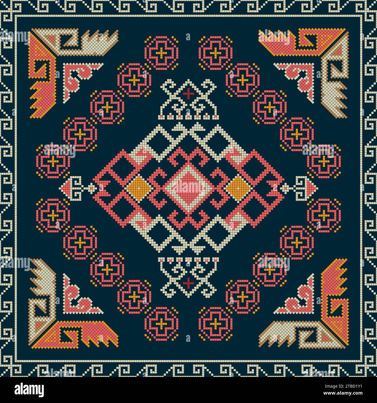 Traditional Georgian folk art embroidery vector pattern Stock Vector ...