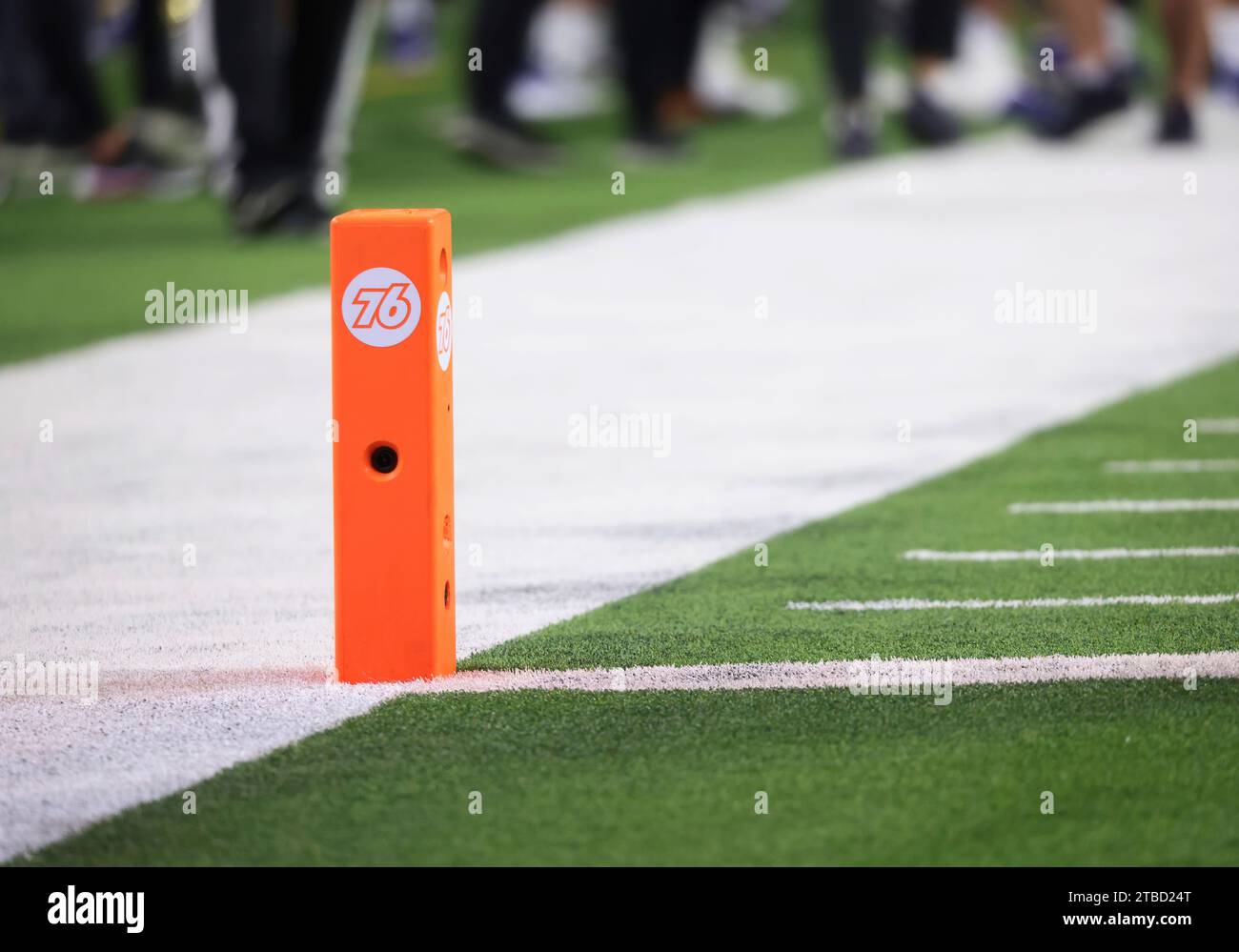 LAS VEGAS, NV - DECEMBER 01: A general view of the end zone marker ...