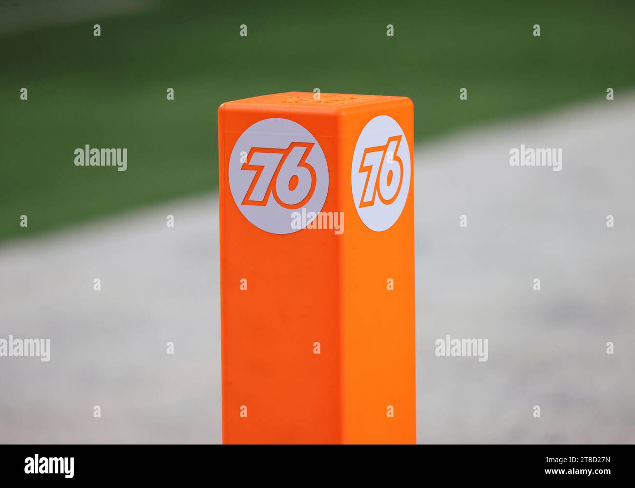 LAS VEGAS, NV - DECEMBER 01: A general view of the end zone marker ...