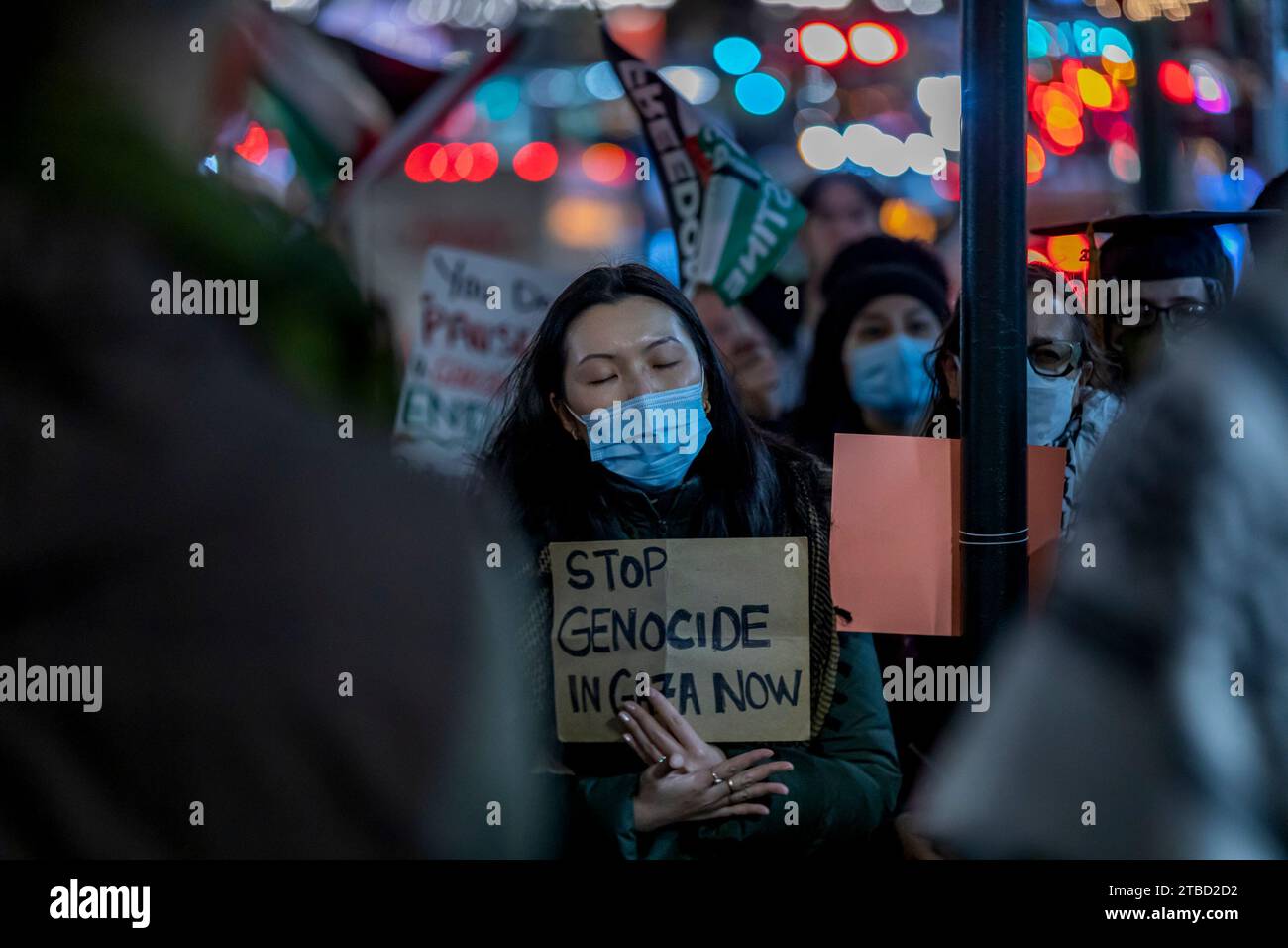 NEW YORK, NEW YORK - DECEMBER 5: A pro-Palestine supporter with fake ...