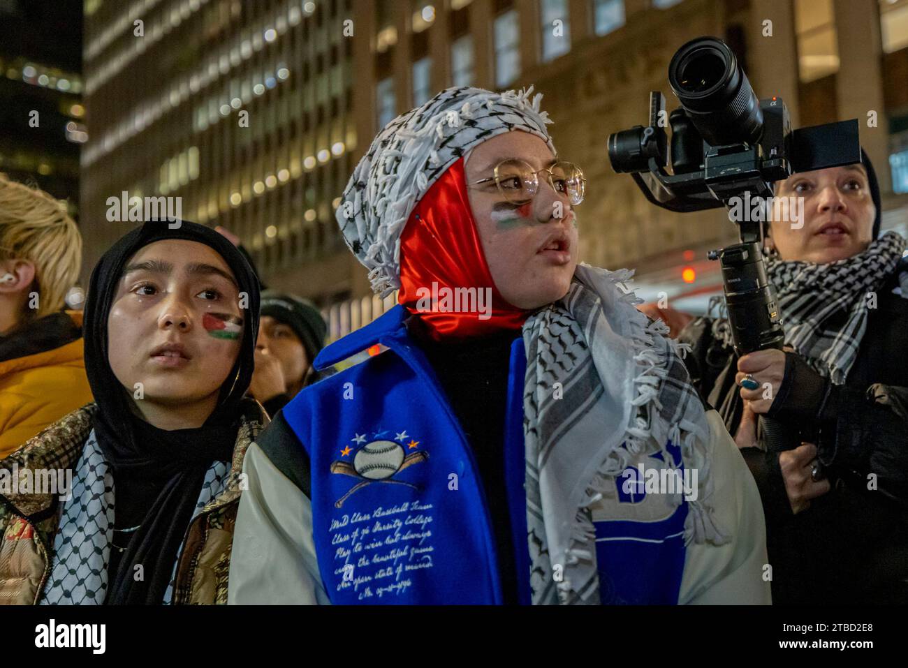 NEW YORK, NEW YORK - DECEMBER 5: Hundreds of pro-Palestine supporters ...