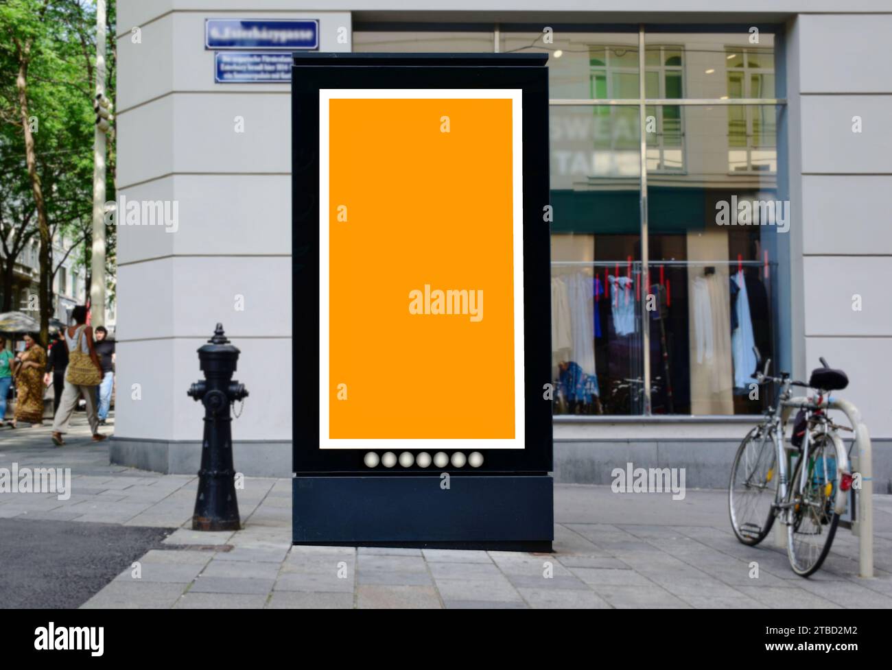 blank poster billboard on busy street. ad space. digital outdoor ...