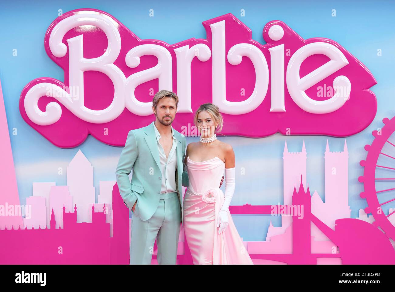 FILE - Ryan Gosling, left, and Margot Robbie pose for photographers ...