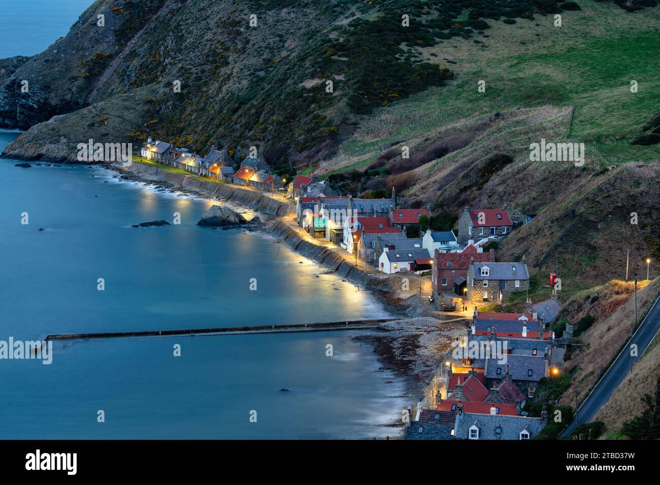 Crovie village at dusk in November. Crovie, Aberdeenshire, Scotland ...