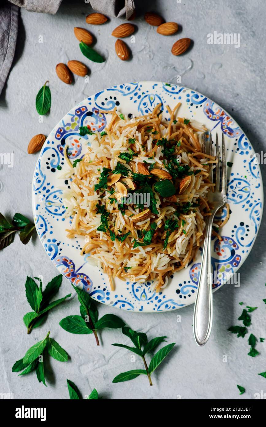 FRIED RICE WITH VERMICELLE.traditional arabic dish.selective focus ...
