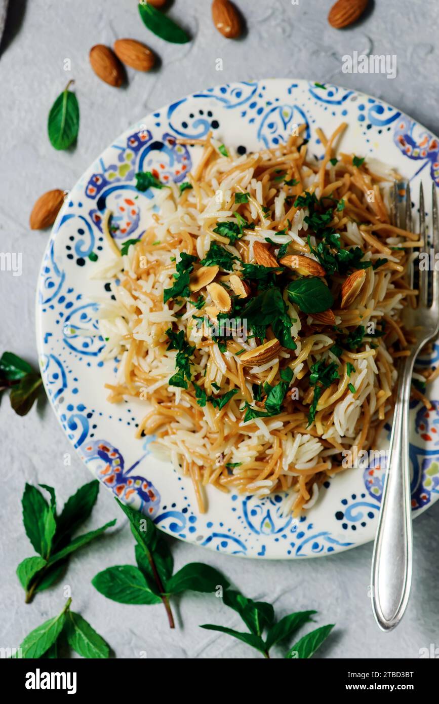 FRIED RICE WITH VERMICELLE.traditional arabic dish.selective focus ...