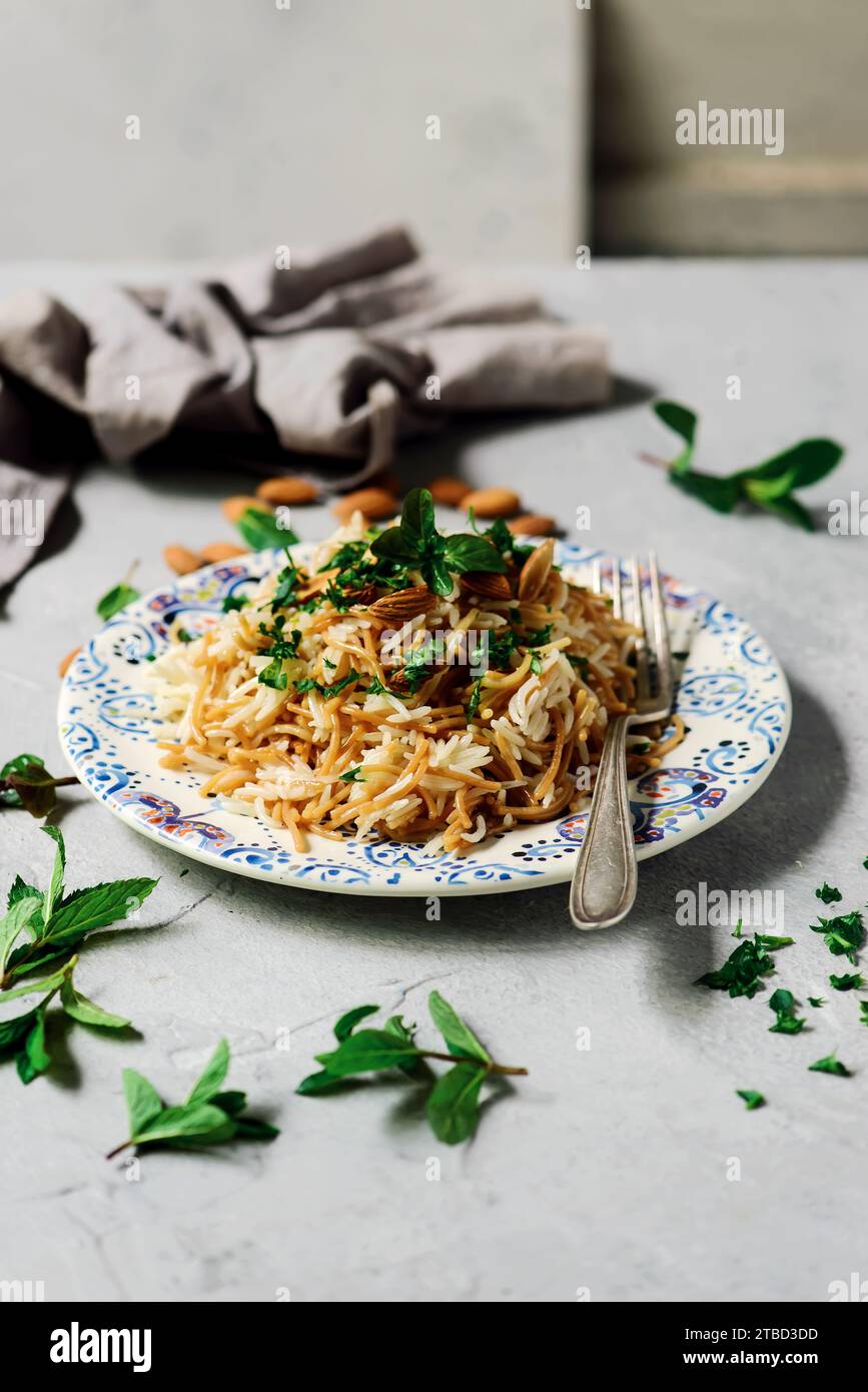 FRIED RICE WITH VERMICELLE.traditional arabic dish.selective focus ...