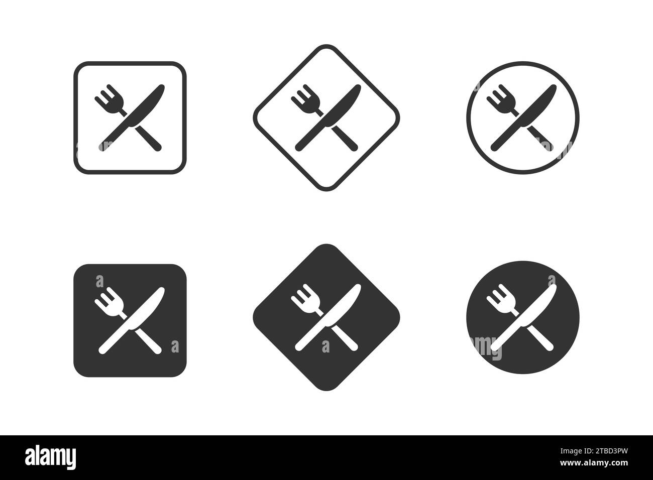Fork & knife icon set. Restaurant symbol. Food icon. sign. Vector ...
