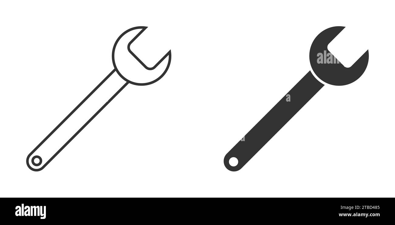 Wrench icon. Outline and flat design. Vector illustration Stock Vector ...