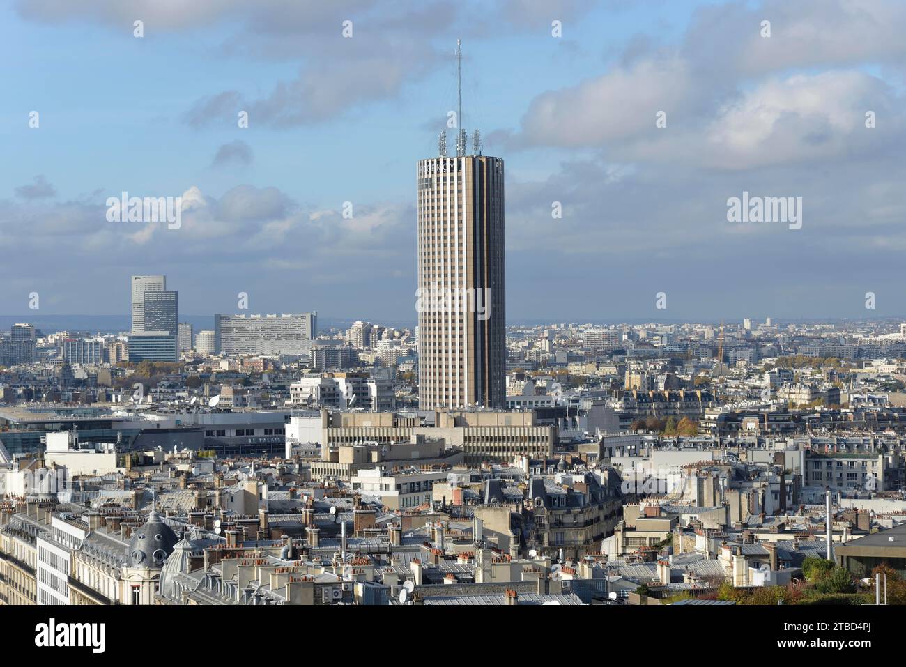 Panorama, view, from Arc de Triomphe, behind Tour Montparnasse tower ...