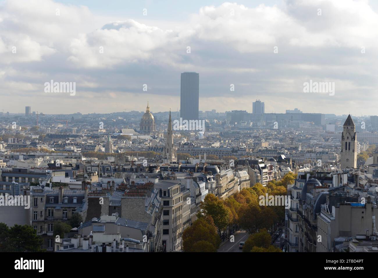 Panorama, view, from Arc de Triomphe, behind Tour Montparnasse tower ...