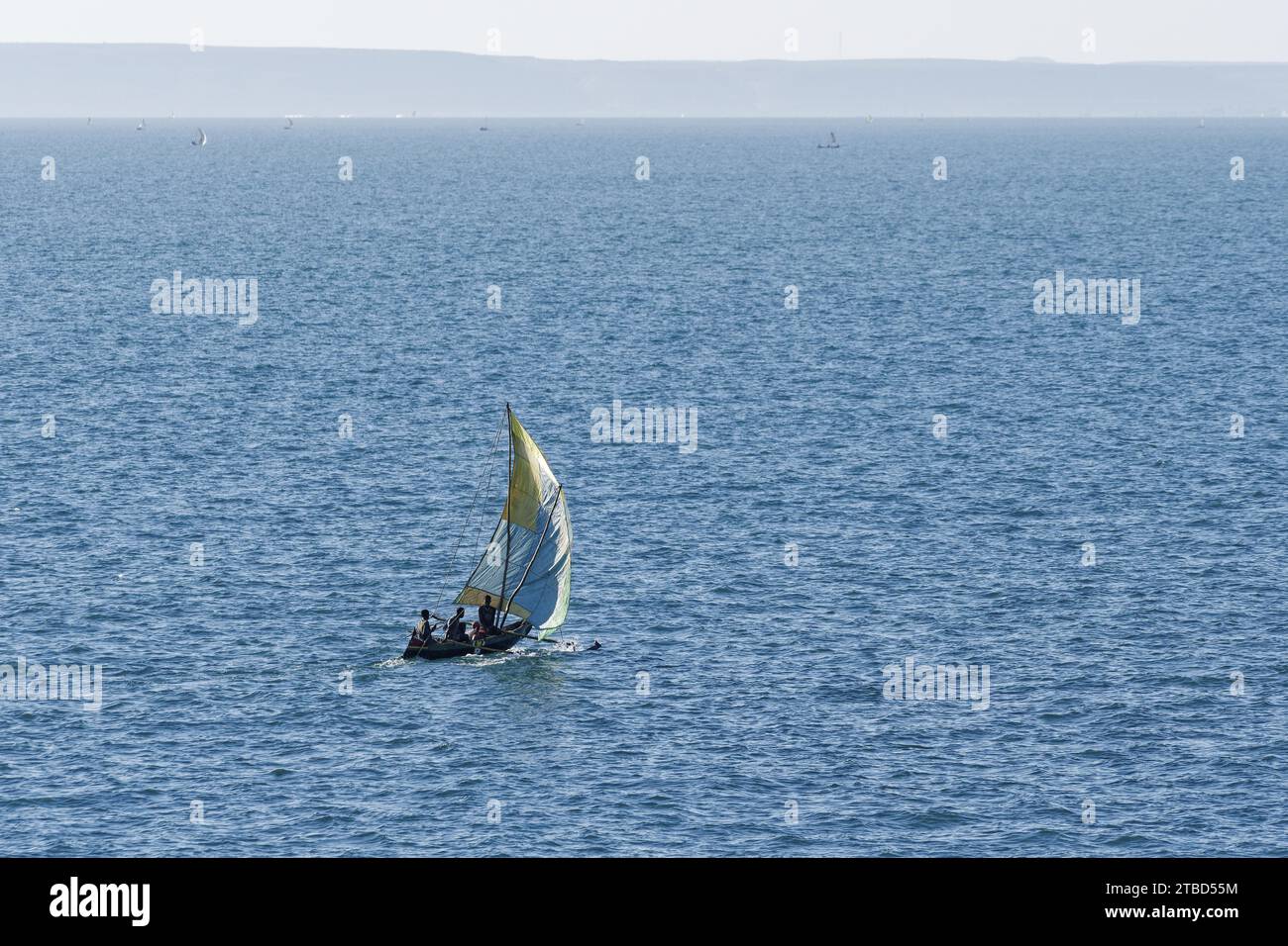 Traditional dhow, sailing boat, fishing boat, off Toliara, Madagascar ...