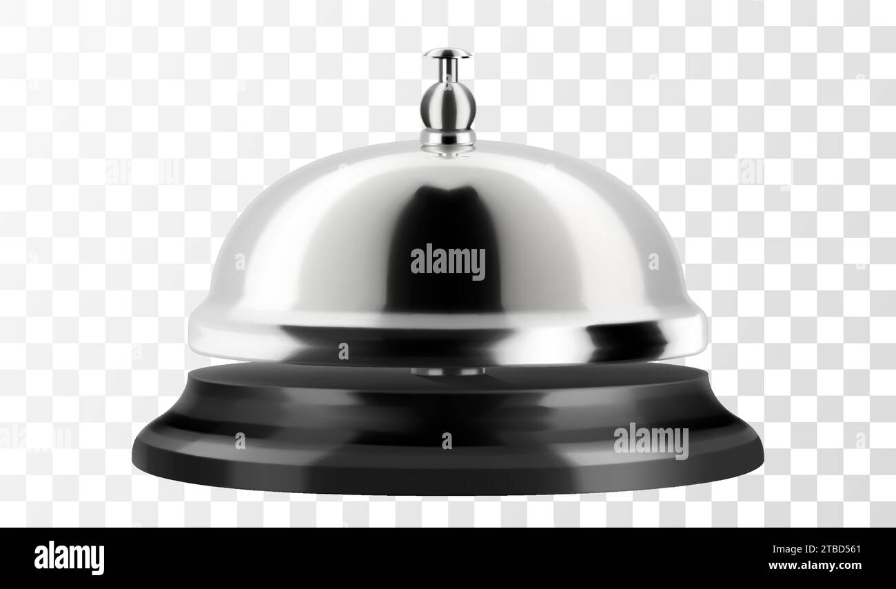 Hotel service bell silver color. Front view. Realistic 3d vector ...