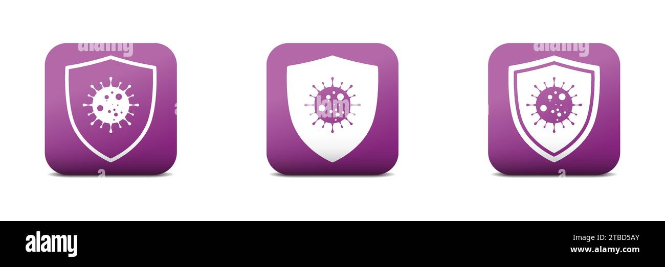 Virus protection icon. Bacteria icon in shield. Coronavirus protection ...