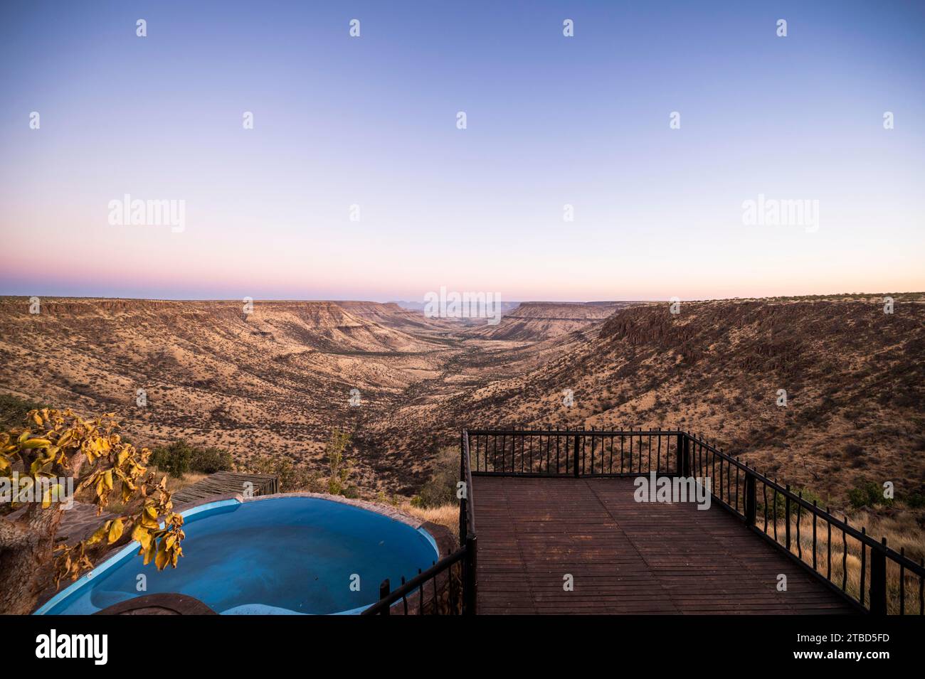 View with pool from Grootberg Lodge, Grootberg Plateau, Kunene Region ...