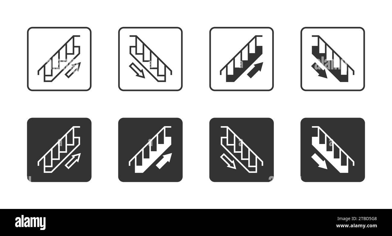 Stairs up and stairs down icons set. Vector illustration Stock Vector ...