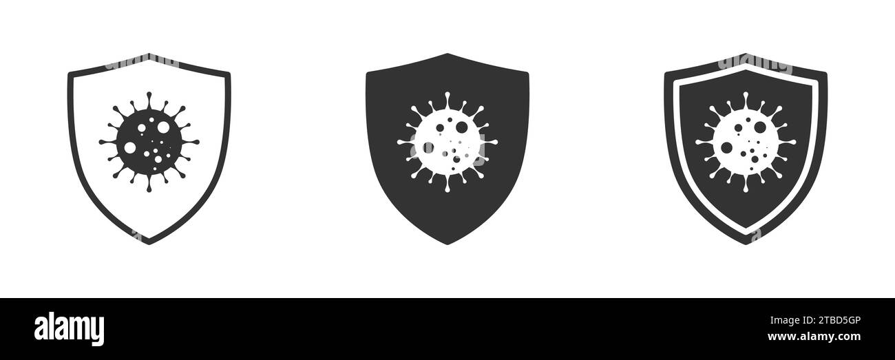 Virus protection icon. Bacteria icon in shield. Coronavirus protection ...