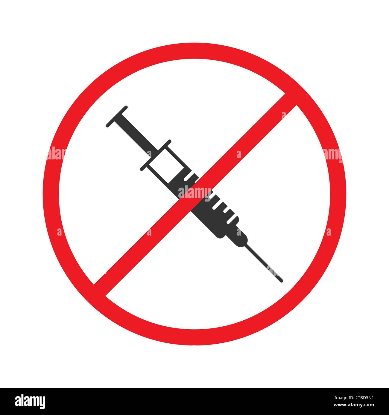 No syringe sign. No drugs allowed. Flat vector illustration Stock ...