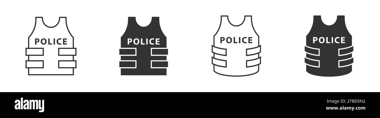 Bulletproof vest line and flat icons. Vector illustration Stock Vector ...