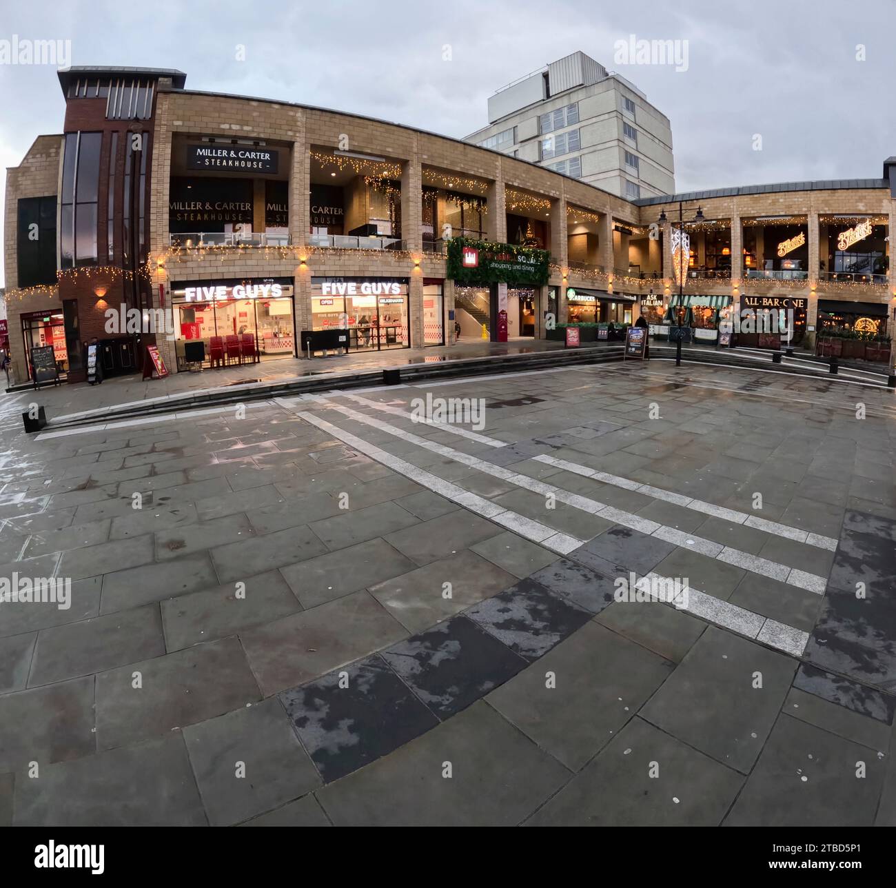 Five Guys restuarant, Cathedral Square, Worcester Stock Photo - Alamy