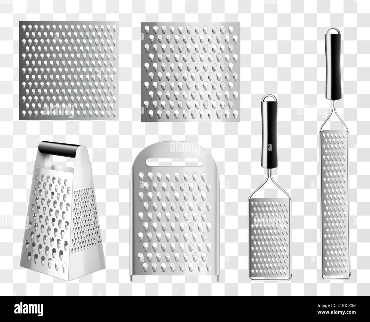 Set with different kitchen graters isolated on transparent background ...