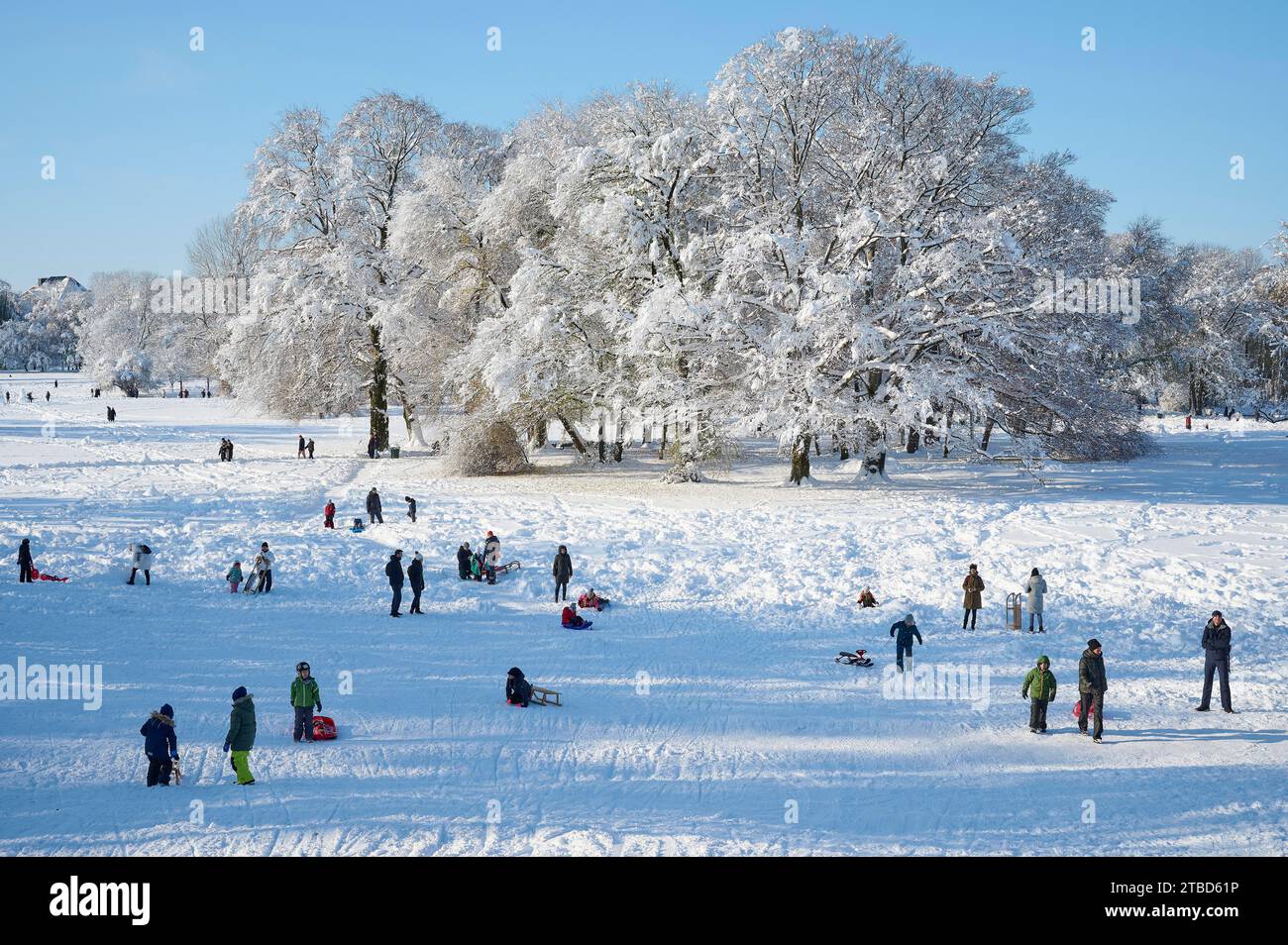 Winter in the English Garden, Munich, Bavaria, Germany, snow Stock ...