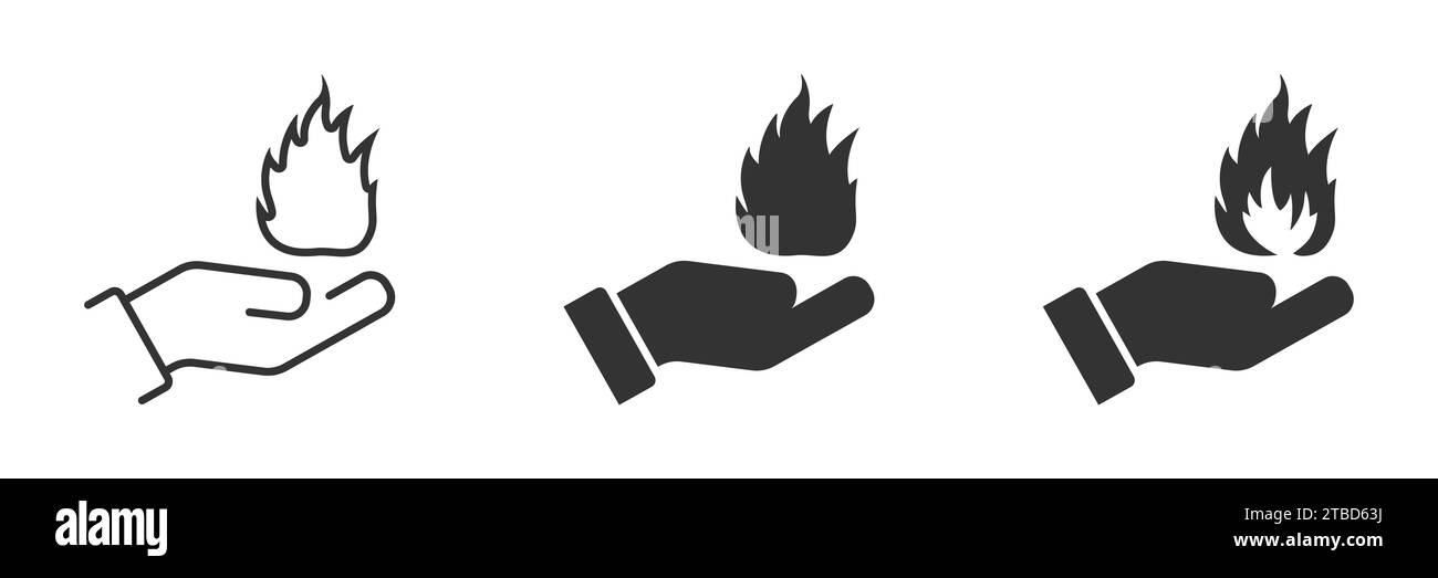 Hand holding a fire icon. Vector illustration Stock Vector Image & Art ...