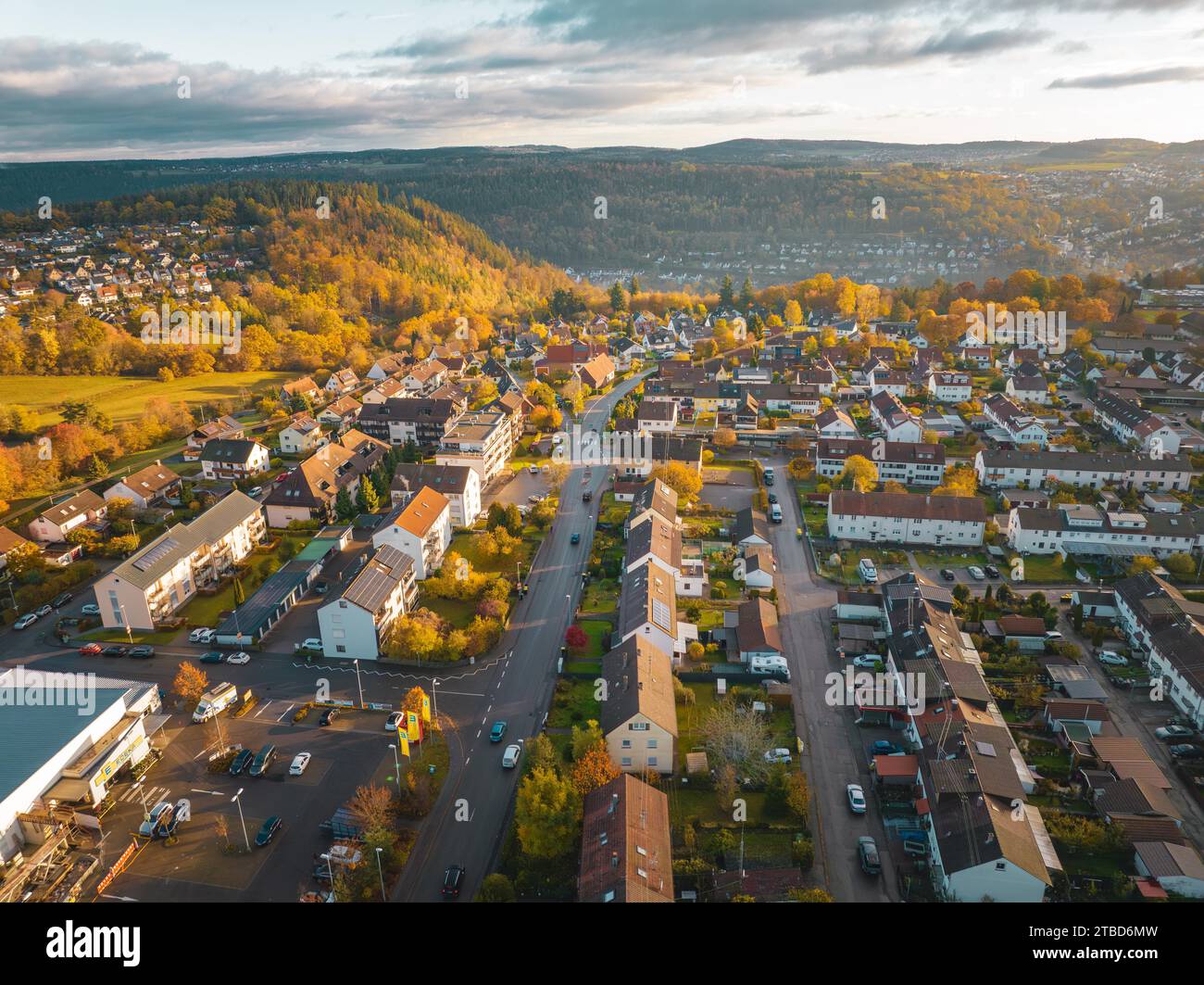 Aerial view of Wimberg in autumn, Calw, Black Forest, Germany Stock ...