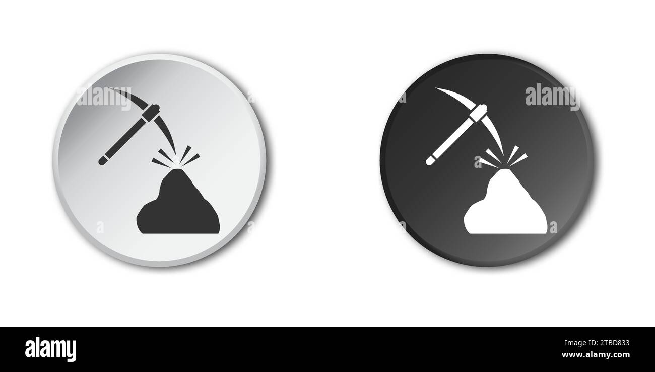 Coal and pickaxe Pile of charcoal icon. Mining icon. Flat vector ...