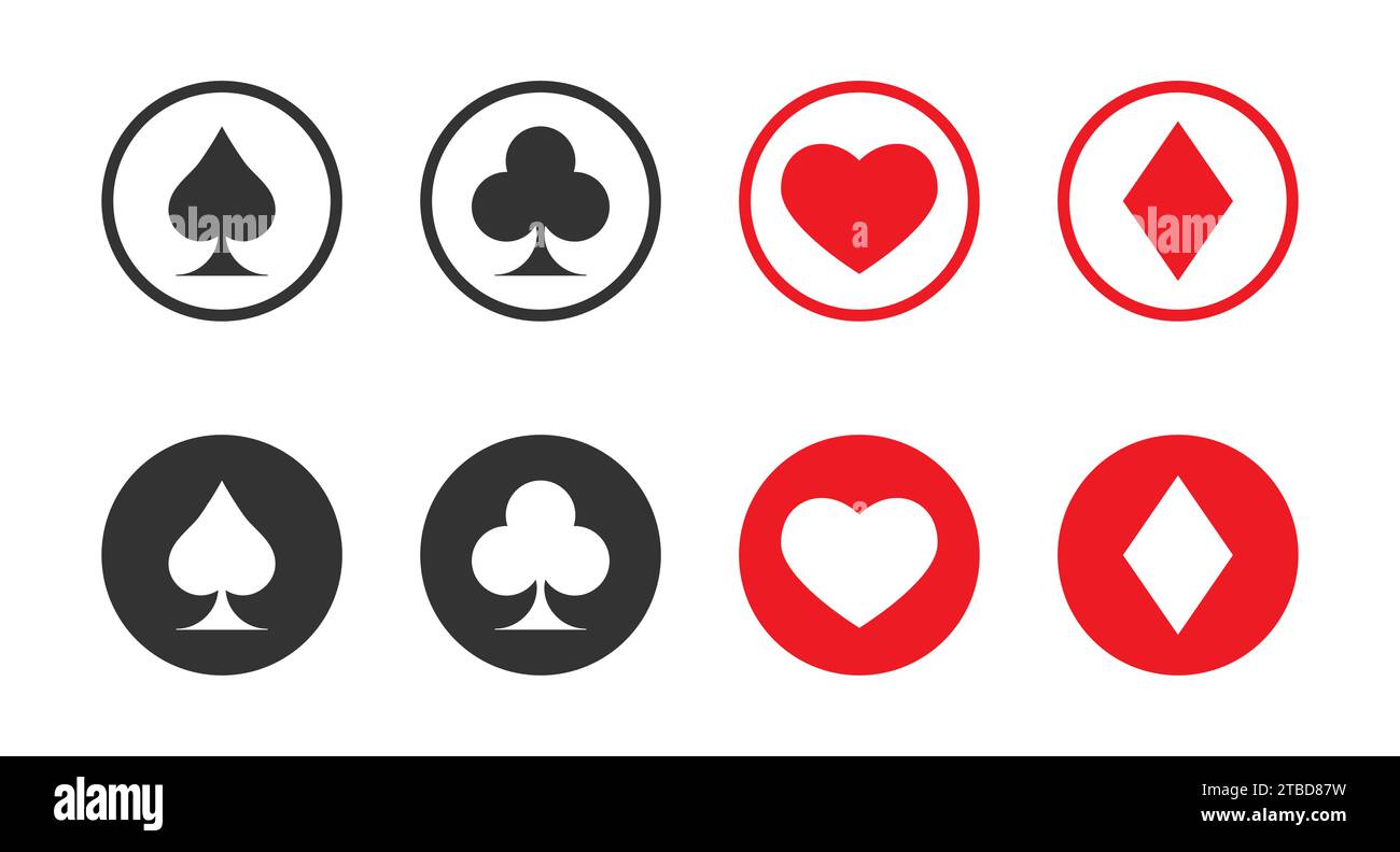 Playing card suits icons. Poker card symbols. Flat vector illustration ...