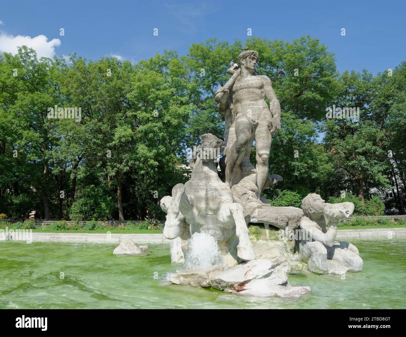 Fountain in the Small Botanical Garden, Munich, Upper Bavaria, Bavaria ...