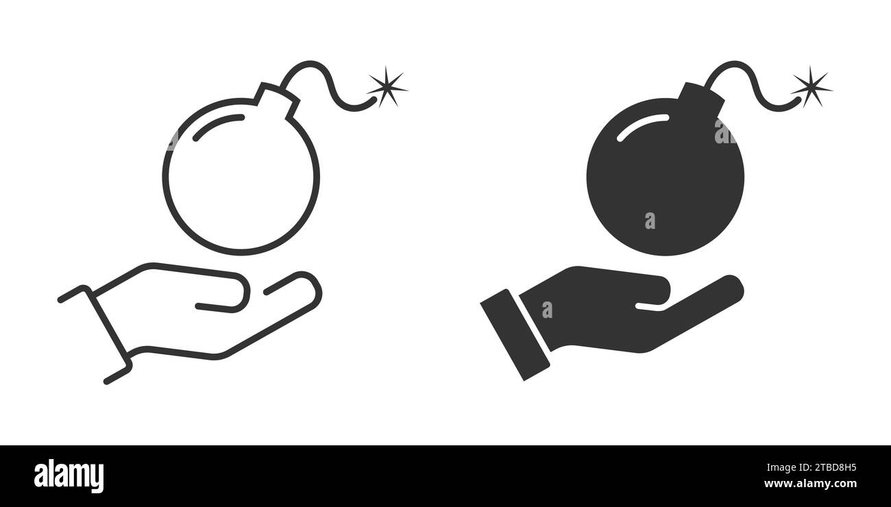 Bomb on a hand. Simple bomb icon. Vector illustration Stock Vector ...