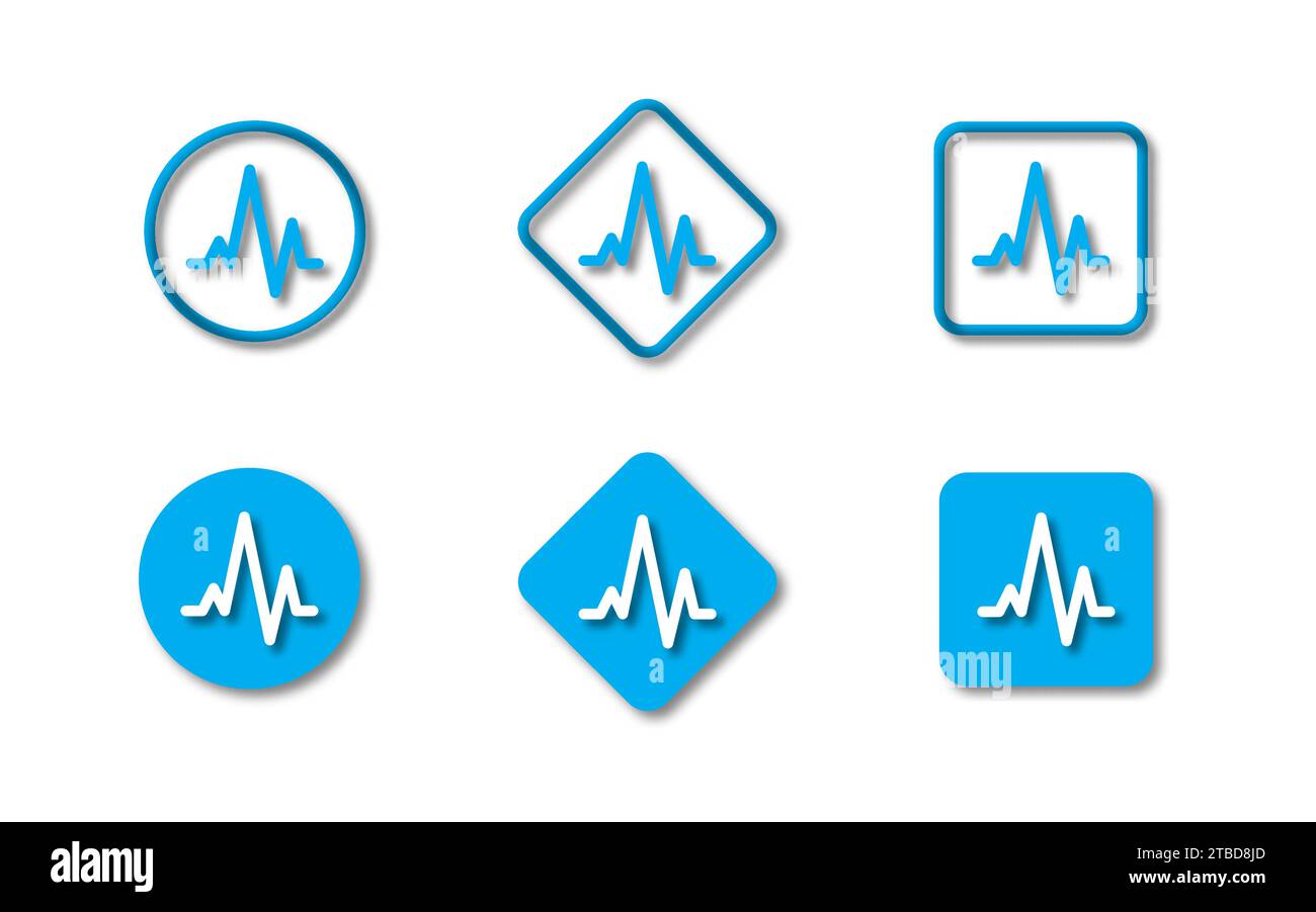 Heart rate icon. Heart pulse icon. Electrocardiogram symbol. Colored ...