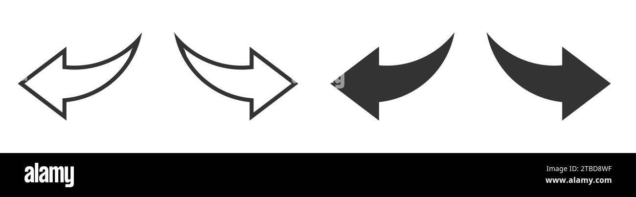 Curved arrow icon. Bent arrow pointing right and left. Vector illustration Stock Vector Image ...