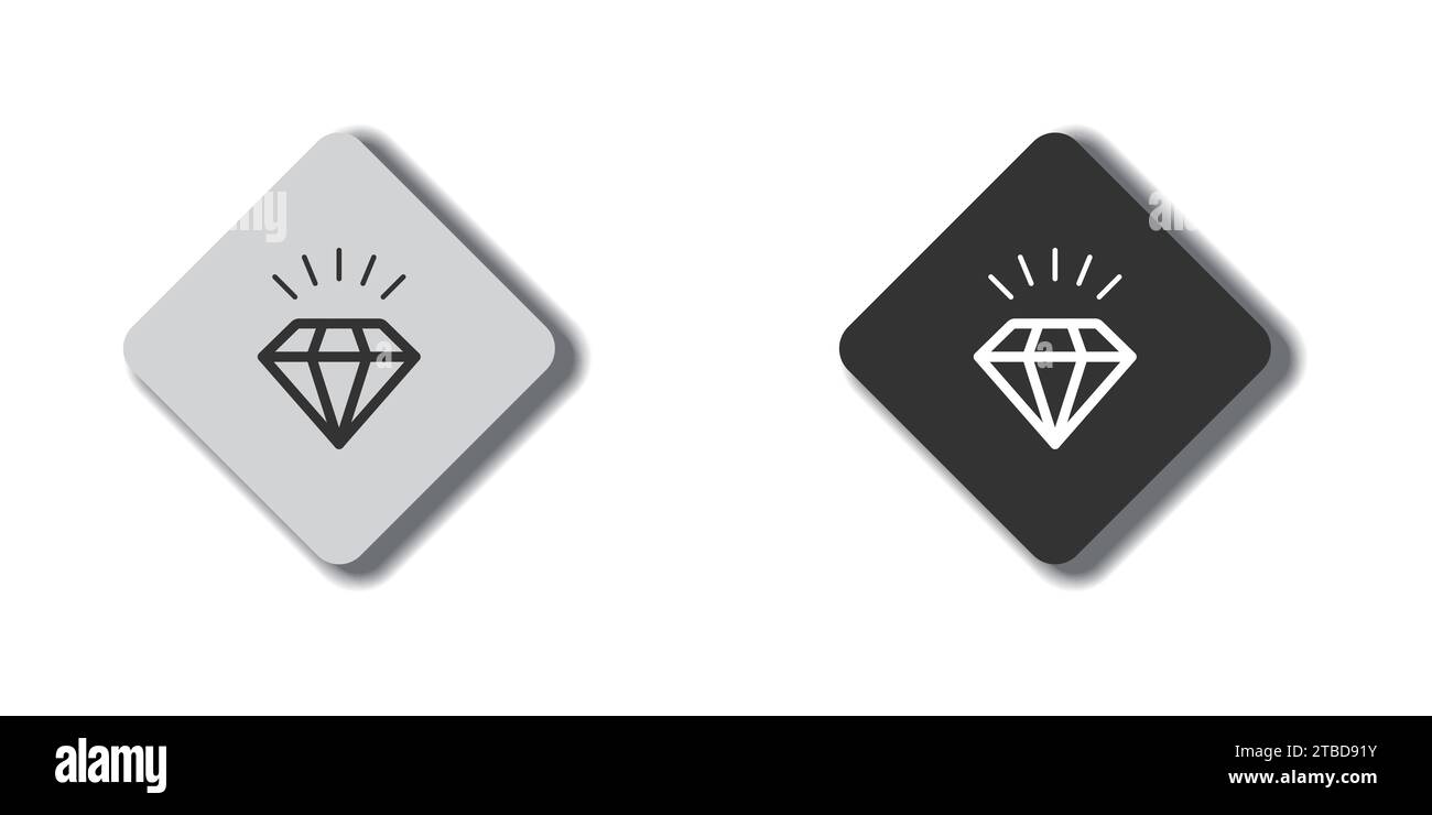 Diamond icon Brilliant symbol. Gemstone symbol. Flat button with shadow ...