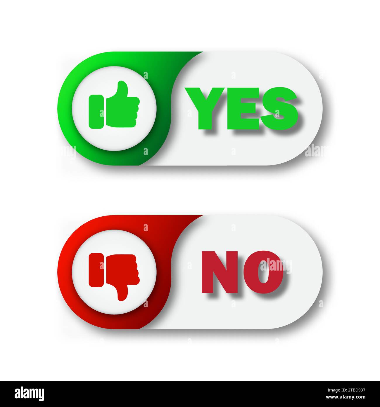 Yes and No button. Thumbs up and thumbs down icons. Flat vector ...