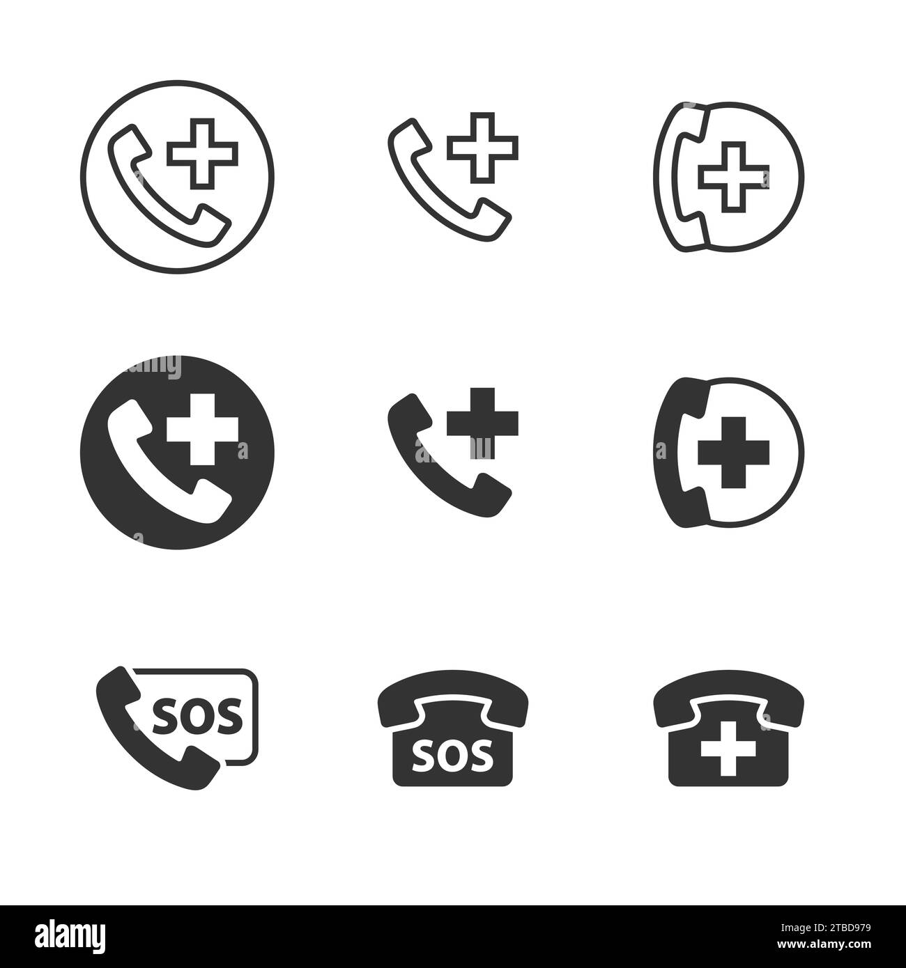 Emergency call icons set. Medical support sign. Vector illustration ...