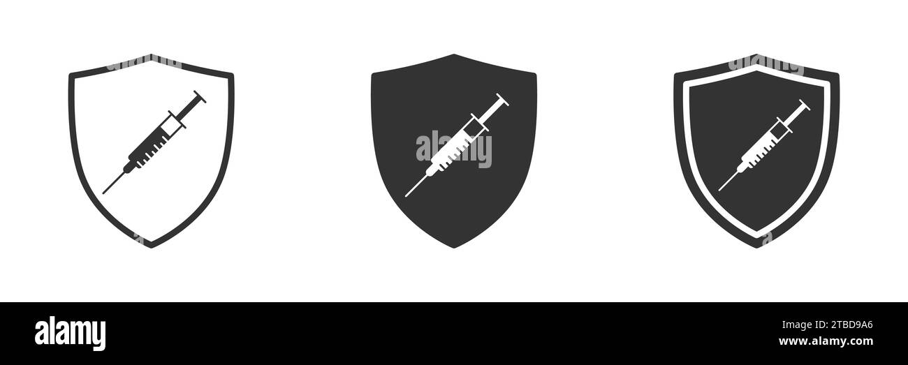 Vaccination and immunization symbol. Syringe in shield icon. Vector ...