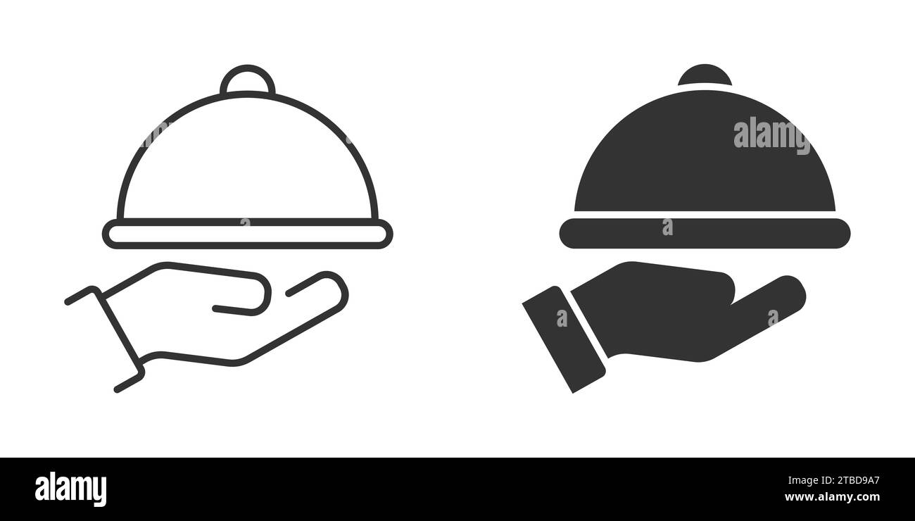 Tray of food Icon. Serve dinner. Covered plate icon. Vector ...